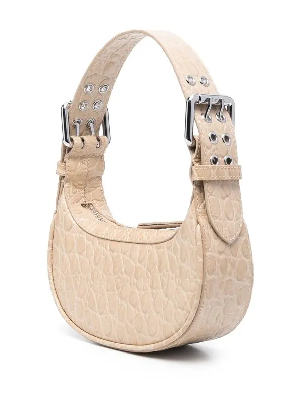 By Far Mini Soho Crocodile-embossed Shoulder Bag - Neutrals