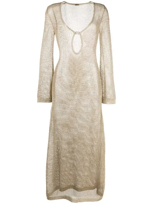 Dodo Bar Or Etta Metallic Mesh Maxi Dress