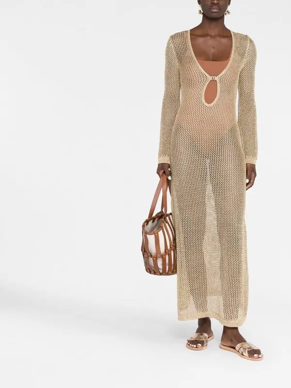 Dodo Bar Or Etta Metallic Mesh Maxi Dress