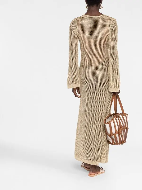 Dodo Bar Or Etta Metallic Mesh Maxi Dress