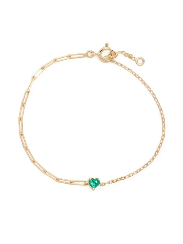 Yvonne Léon 18kt Yellow Emerald Heart Bracelet - Gold