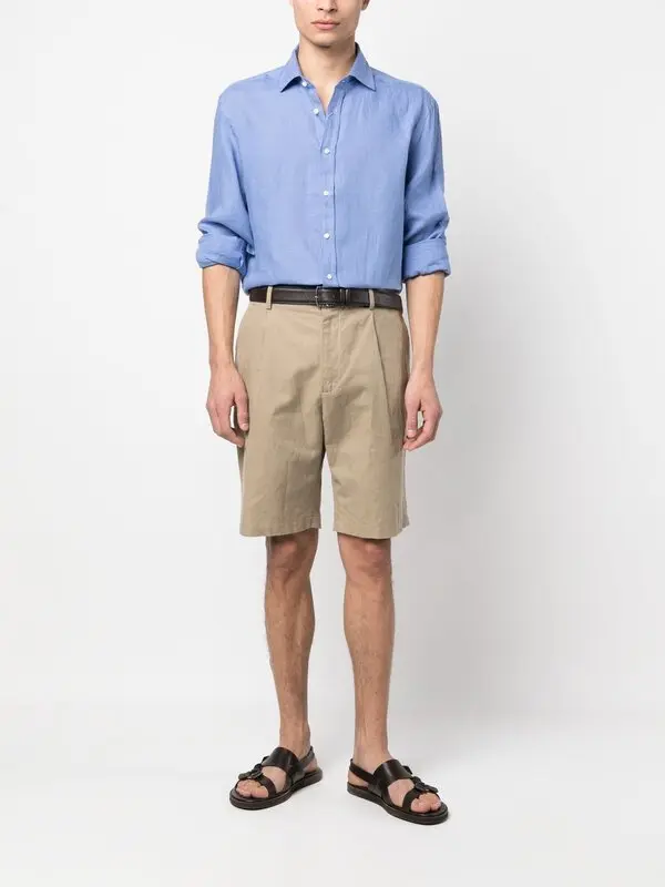 Ralph Lauren Purple Label Long-sleeved Linen Shirt - Blue