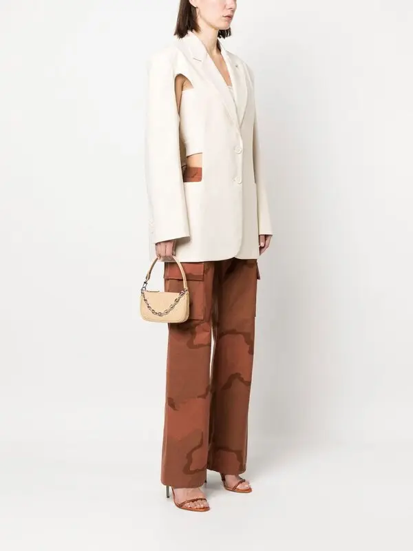 By Far Mini Rachel Embossed Shoulder Bag - Neutrals