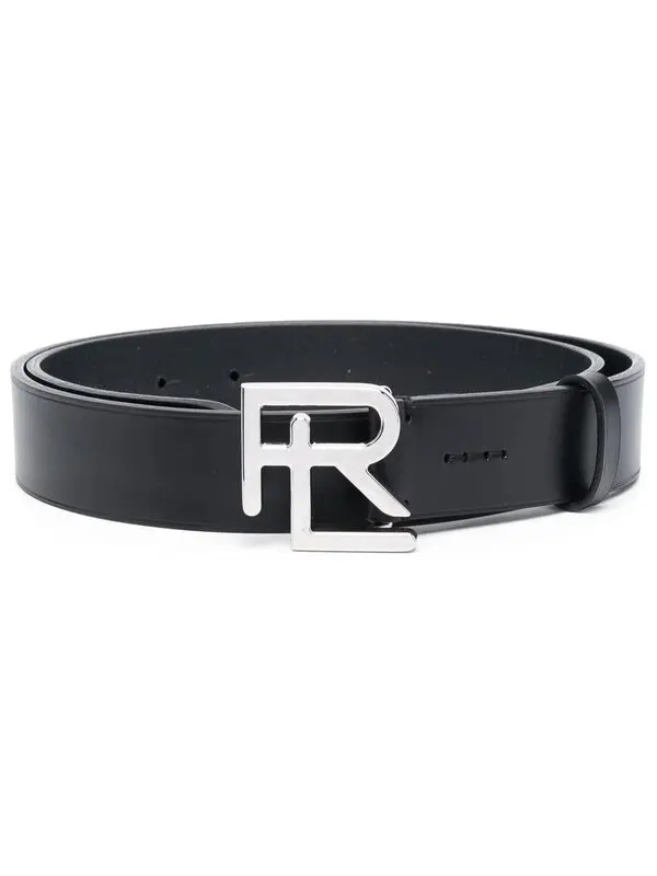 Ralph Lauren Purple Label Logo Buckle Leather Belt - Black