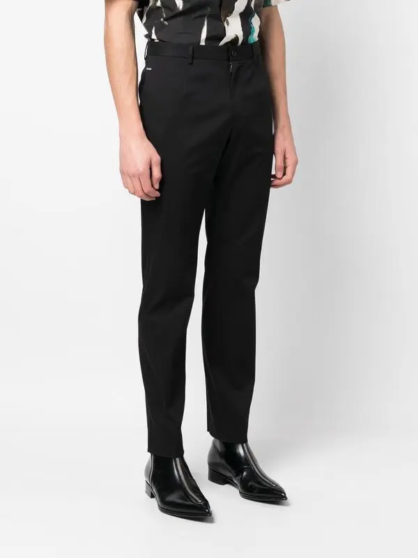 Dolce & Gabbana Tailored Trousers With Logo Tag - Black