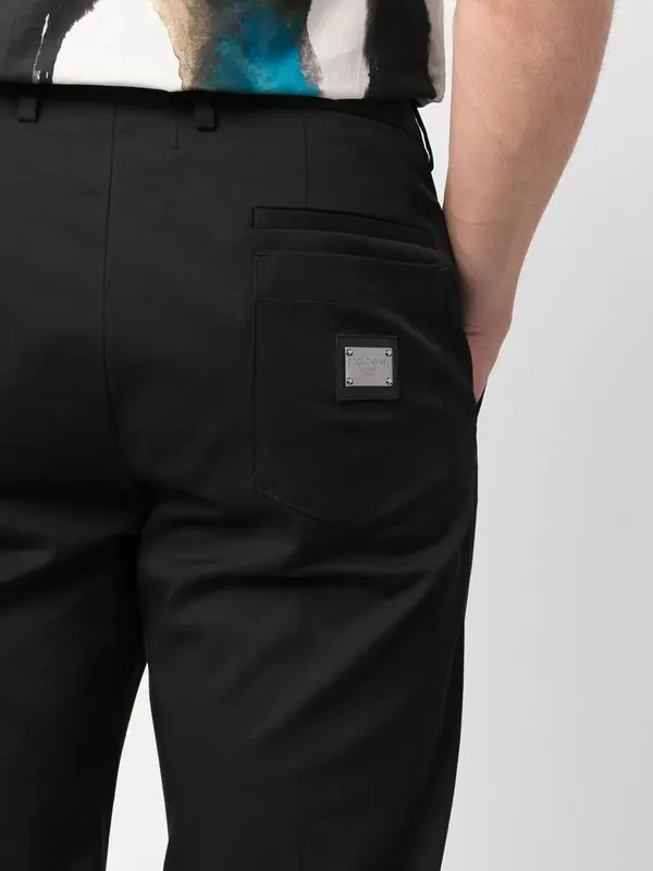 Dolce & Gabbana Tailored Trousers With Logo Tag - Black