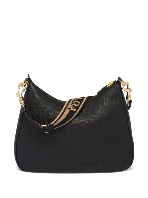 Prada Triangle Logo Shoulder Bag - Black | Editorialist
