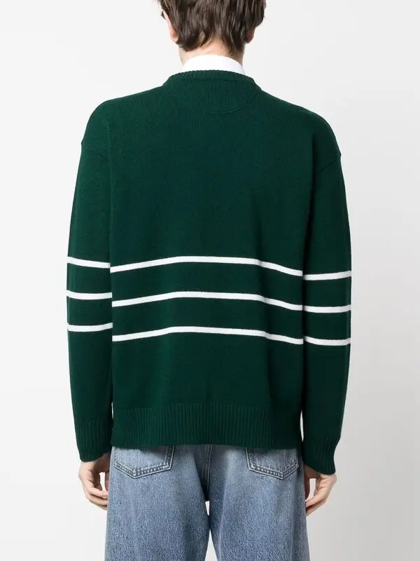 Valentino Garavani Logo-intarsia Crew-neck Jumper - Green