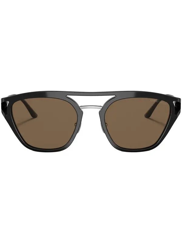 Giorgio Armani Logo-print Pilot Sunglasses - Black