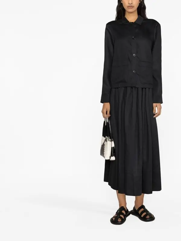 Asceno Coco Full Linen Midi Skirt