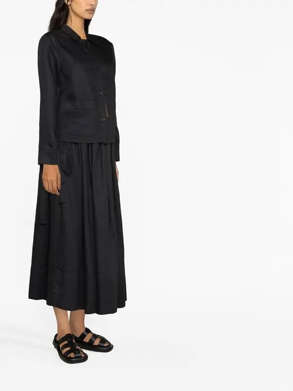 Asceno Coco Full Linen Midi Skirt
