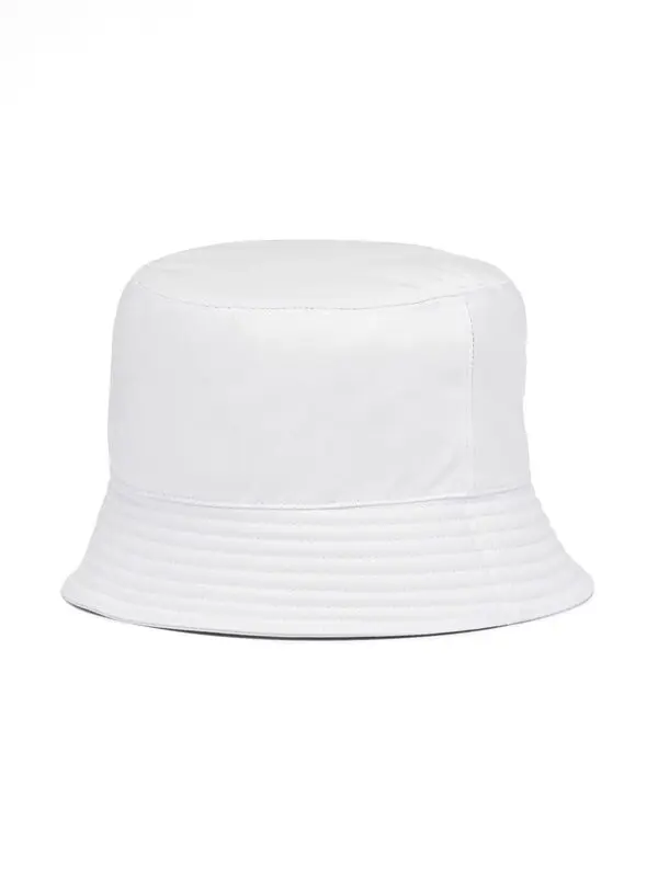 Prada Bucket Hat With Triangle Logo - White