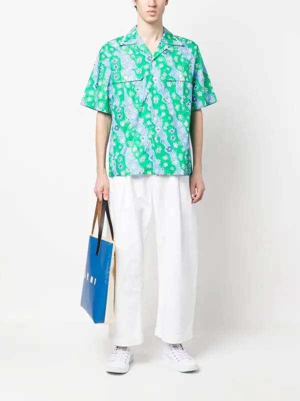 Marni Floral-print Short-sleeved Shirt - Green