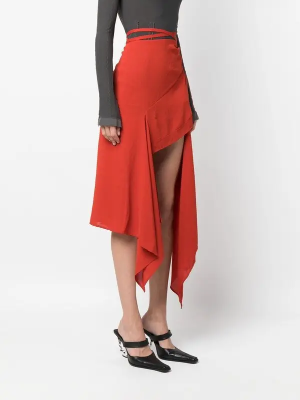 Acne Studios Draped Asymmetric Midi Skirt In Red - 40% Off