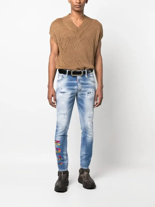Dsquared2 Icon Printed Slim-cut Jeans