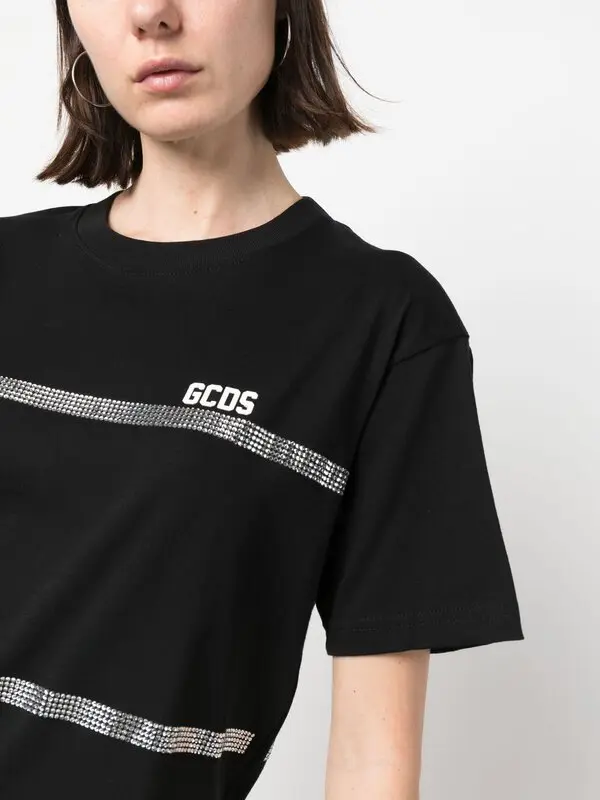 Gcds Rhinestone-striped T-shirt