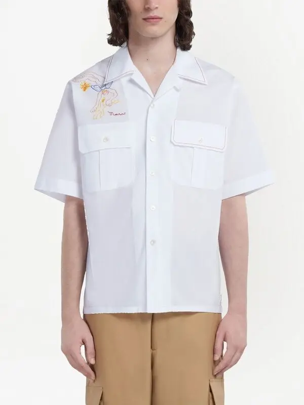 Marni Embroidered-logo Short-sleeve Shirt - White