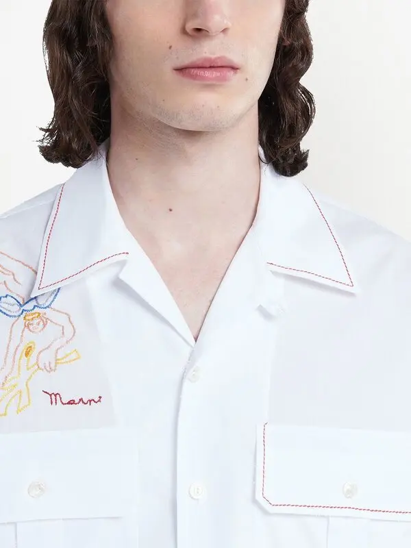 Marni Embroidered-logo Short-sleeve Shirt - White