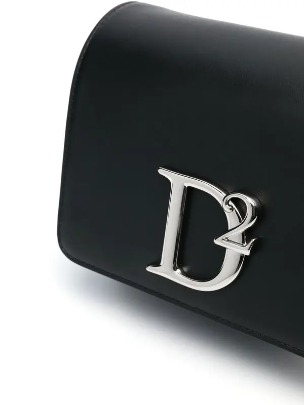 Dsquared2 Logo-plaque Leather Crossbody Bag - Black