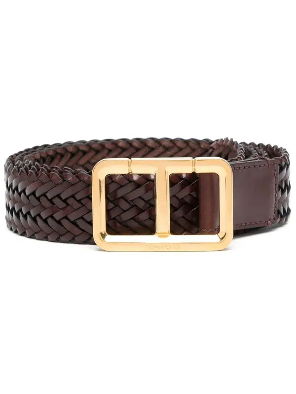 TOM FORD Interwoven Leather Belt - Brown