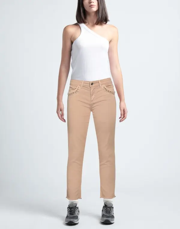 LIU •JO Tapered Cotton-elastane Pants - Beige