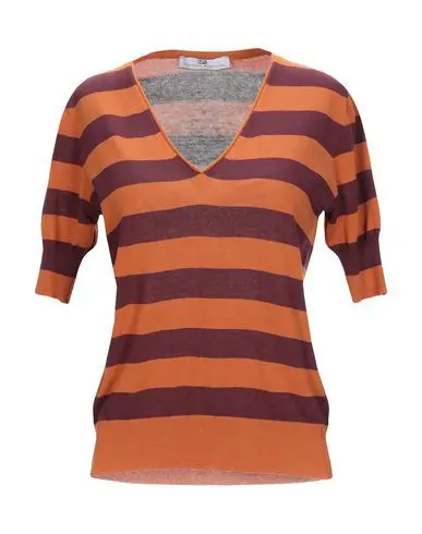 MASSIMO REBECCHI Striped Cotton Knit Sweater - Rust