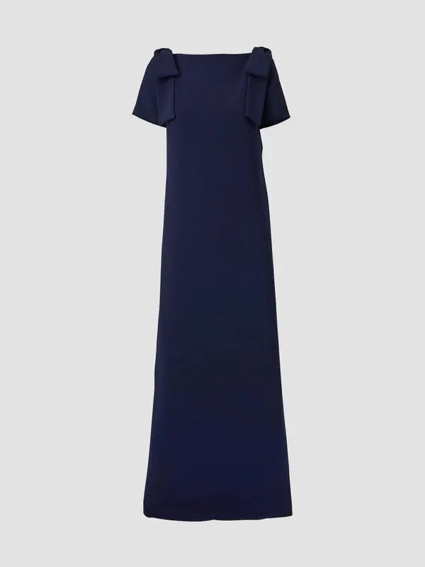 Carolina Herrera Short-sleeve Bow-embellished Gown - Midnight
