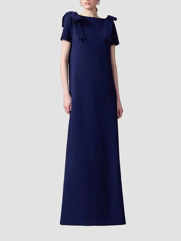 Carolina Herrera Short-sleeve Bow-embellished Gown - Midnight
