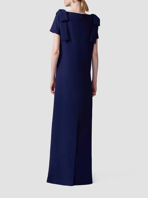 Carolina Herrera Short-sleeve Bow-embellished Gown - Midnight