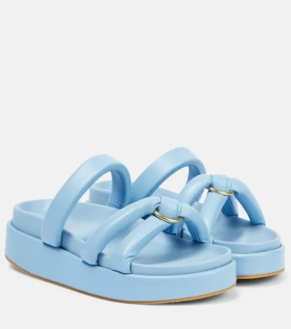 Dries Van Noten Padded Leather Platform Sandals - Blue