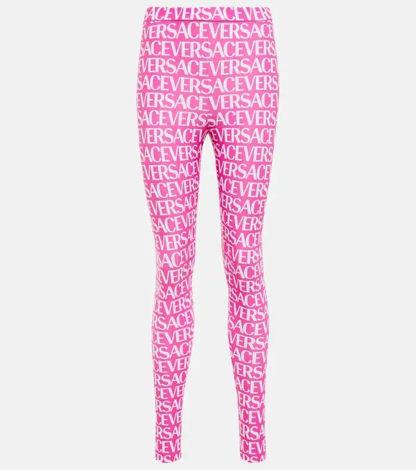 Versace Logo Printed Leggings - Pink