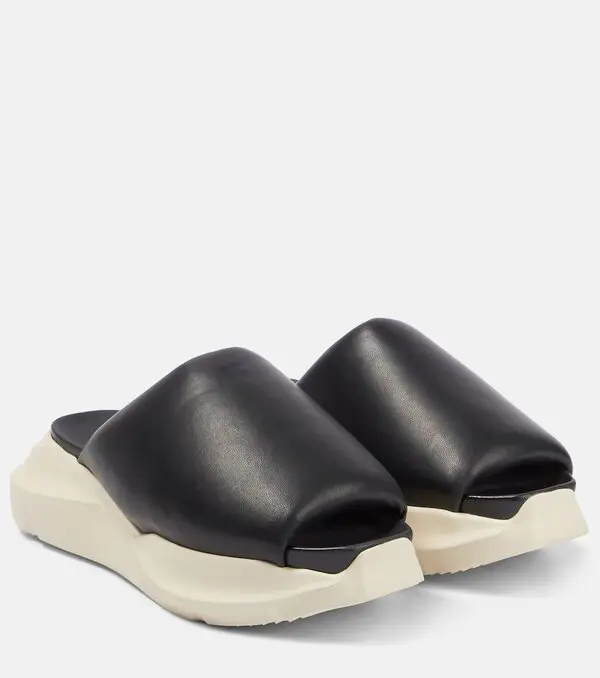Rick Owens Leather Slides - Black