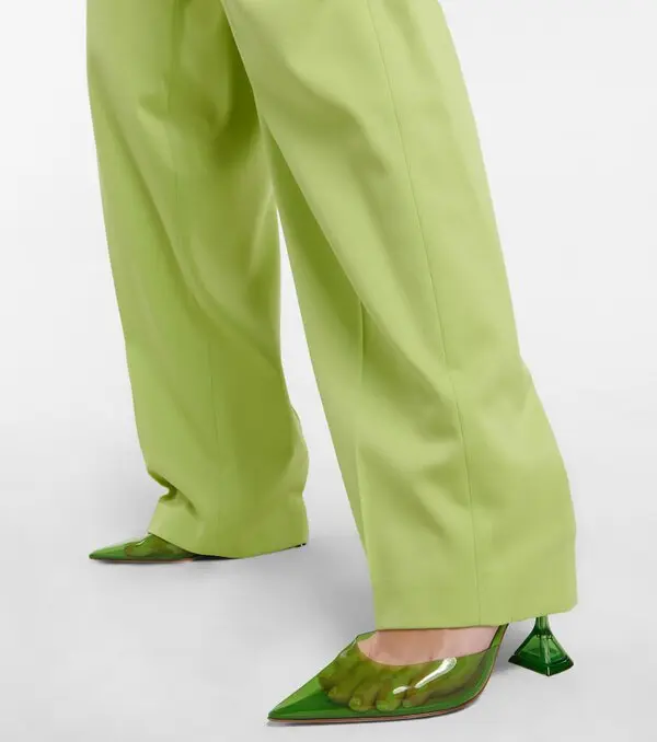 Amina Muaddi Holli Glass Slingback Pumps - Green