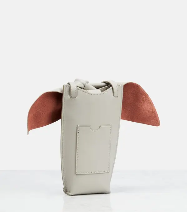Loewe Bunny Mini Leather Crossbody Bag - Grey | Editorialist
