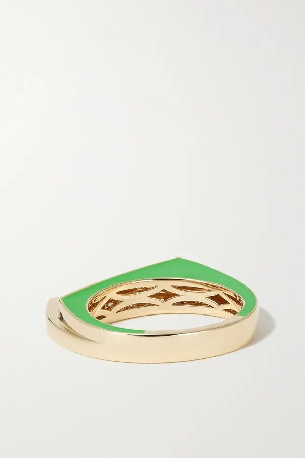 RAINBOW K Handcuff 14-karat Diamond And Enamel Ring - Gold