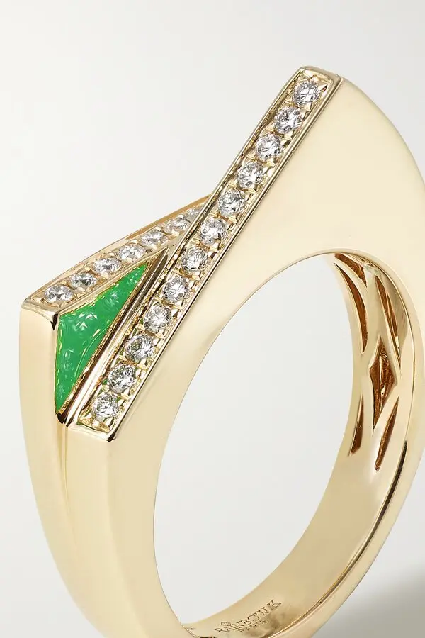 RAINBOW K Handcuff 14-karat Diamond And Enamel Ring - Gold