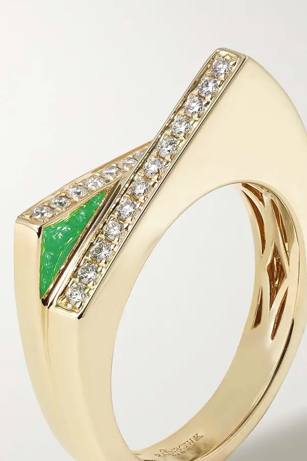 RAINBOW K Handcuff 14-karat Diamond And Enamel Ring - Gold