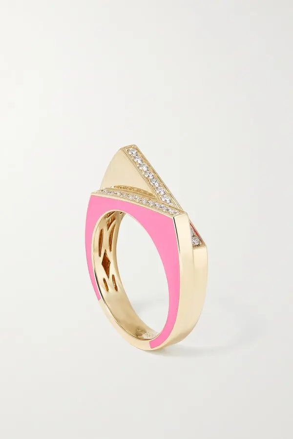 RAINBOW K Handcuff 14-karat Diamond And Enamel Ring