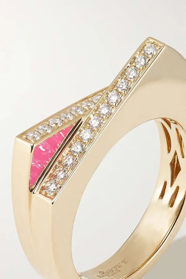 RAINBOW K Handcuff 14-karat Diamond And Enamel Ring