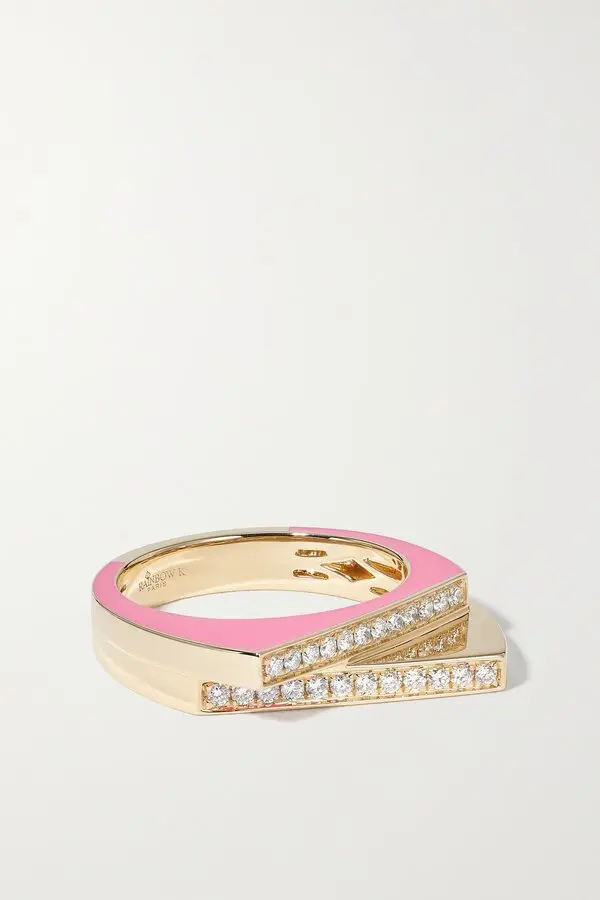 RAINBOW K Handcuff 14-karat Diamond And Enamel Ring