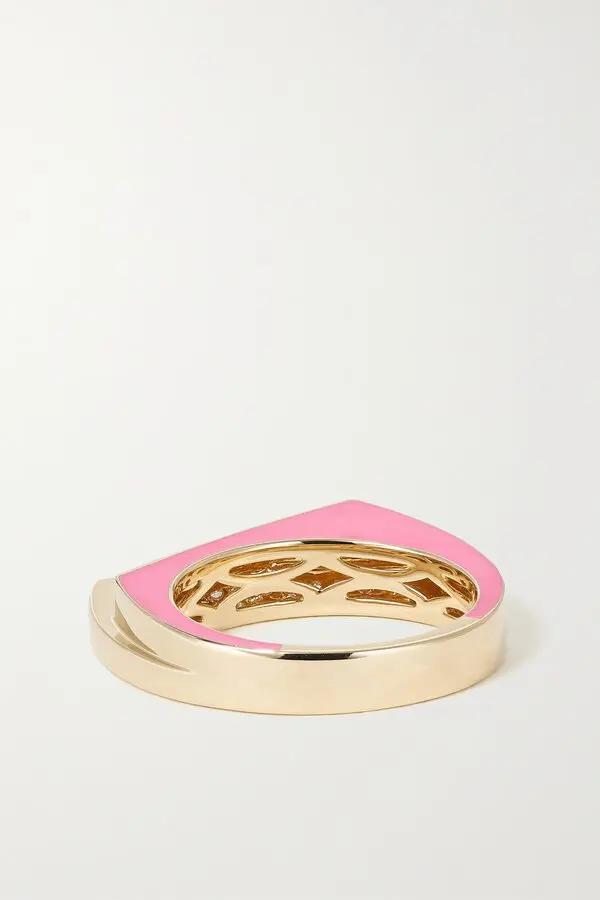 RAINBOW K Handcuff 14-karat Diamond And Enamel Ring