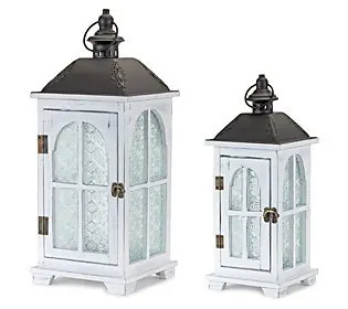 MELROSE White Wood Lantern W/ornate Patterned P Nes - One-color