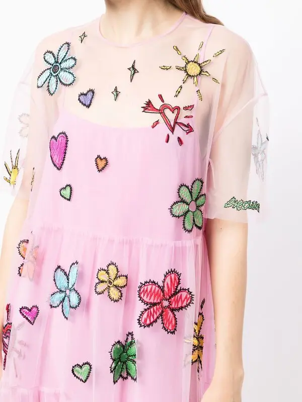 Mira Mikati Motif-Embroidered Sheer Maxi Dress In Pink/Multi - 57% Off |  Editorialist