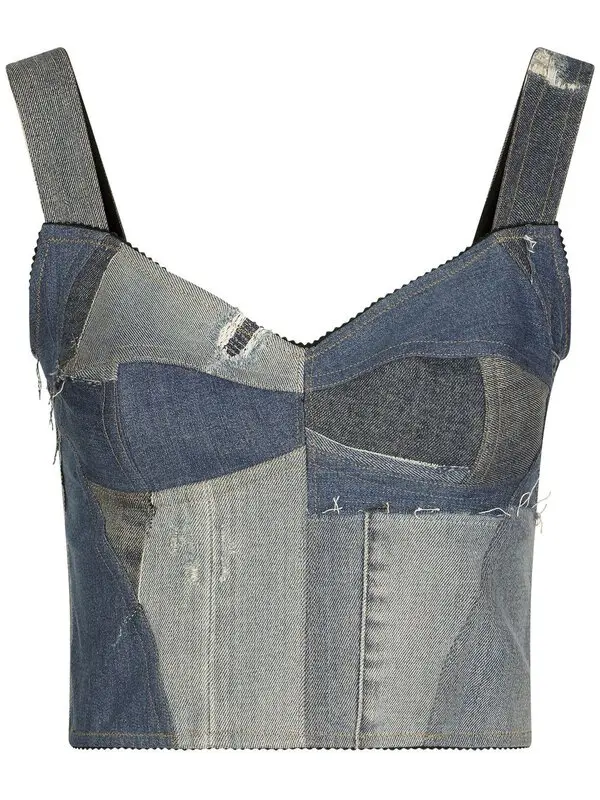 Dolce & Gabbana Denim Patchwork Vest Top - Blue
