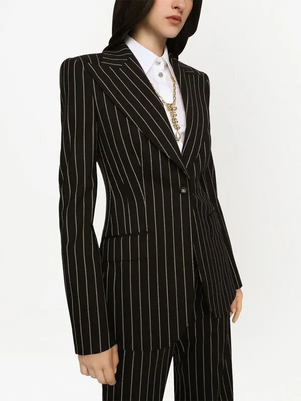 Dolce & Gabbana Turlington Pinstripe Single-breasted Blazer - Black
