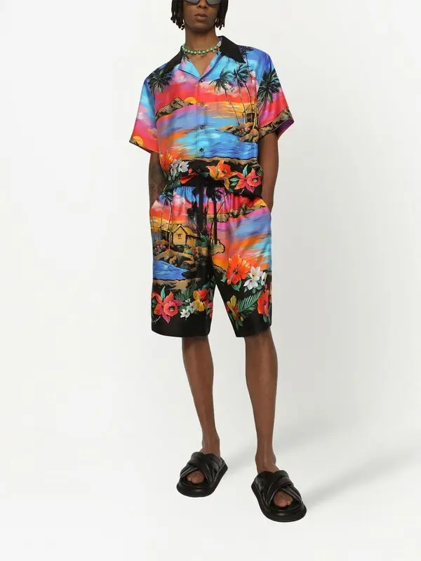 Dolce & Gabbana Graphic-print Short-sleeve Shirt - Black