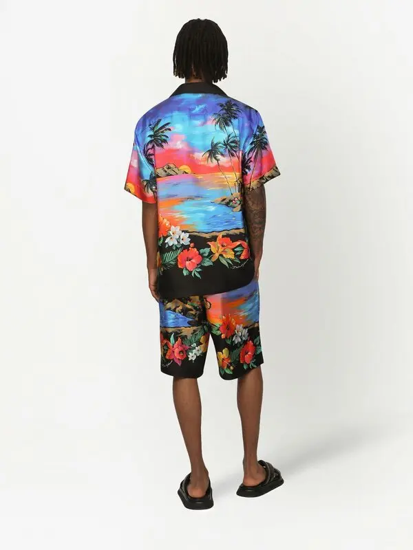 Dolce & Gabbana Graphic-print Short-sleeve Shirt - Black
