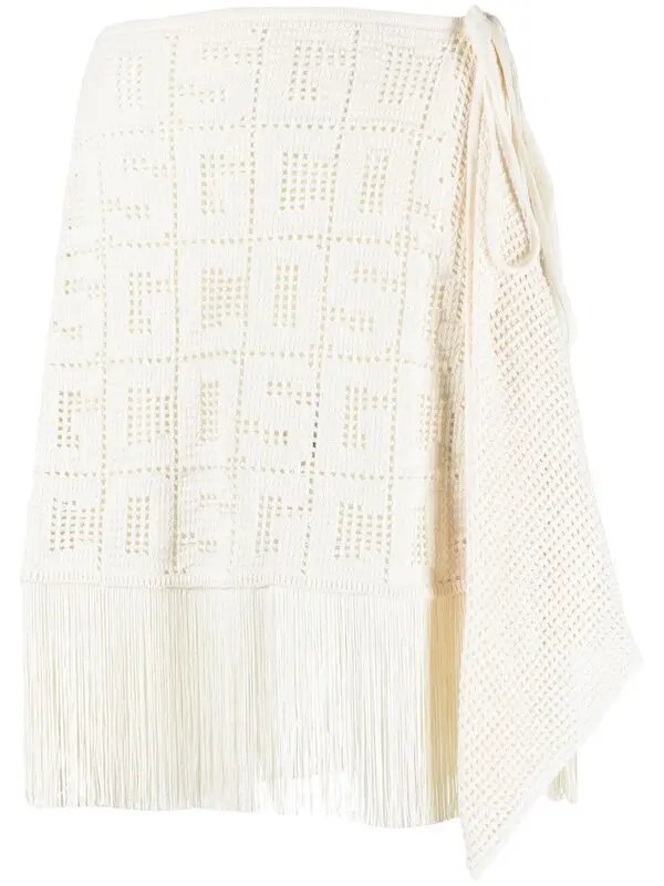 Gcds Crochet Monogram Mini Skirt - Neutrals