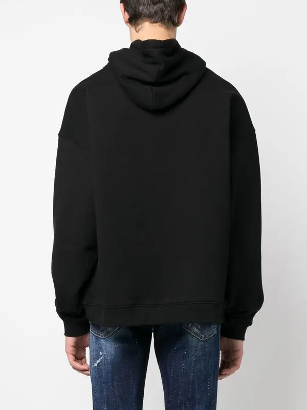 Dsquared2 Palm-tree Print Cotton Hoodie - Black