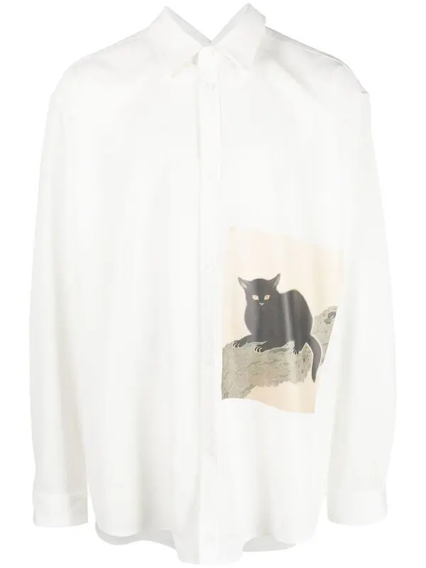 YUIKI SHIMOJI Cat-print Shirt Jacket - White